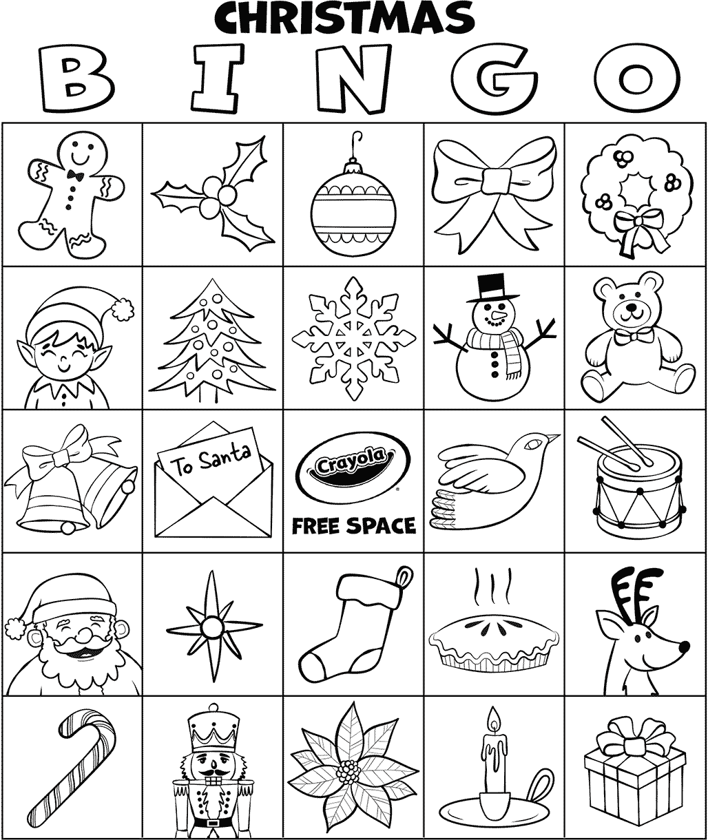 Christmas Bingo Board No.1 Free Printable Coloring Sheet for Kids