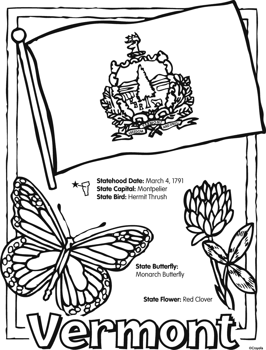 State of Vermont Free Coloring Page