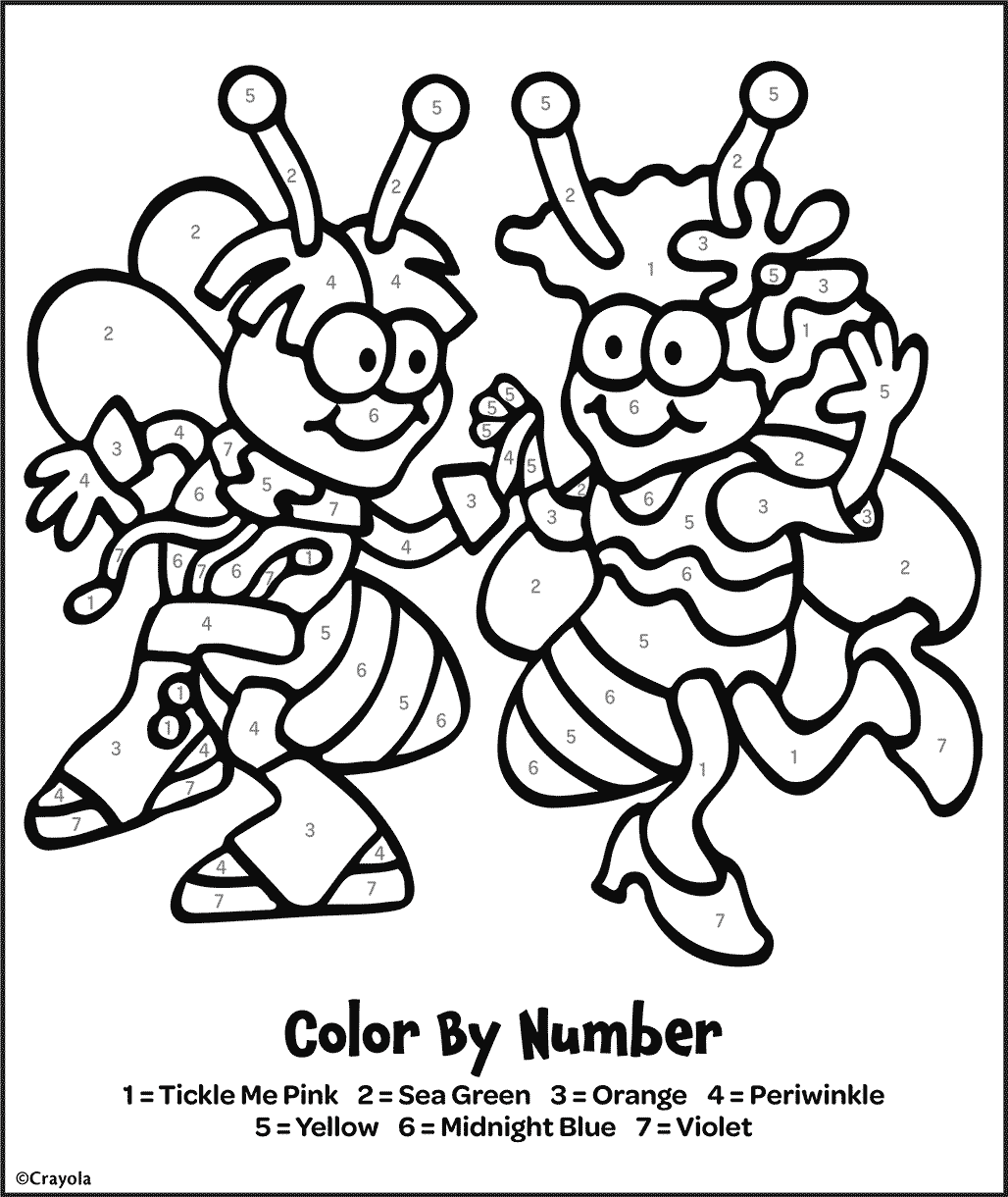Bees Dance Color By Number Free Coloring Page