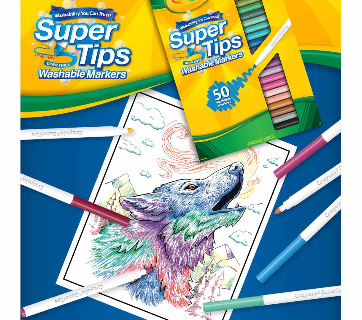 Washable Super Tips Markers, 50 Count